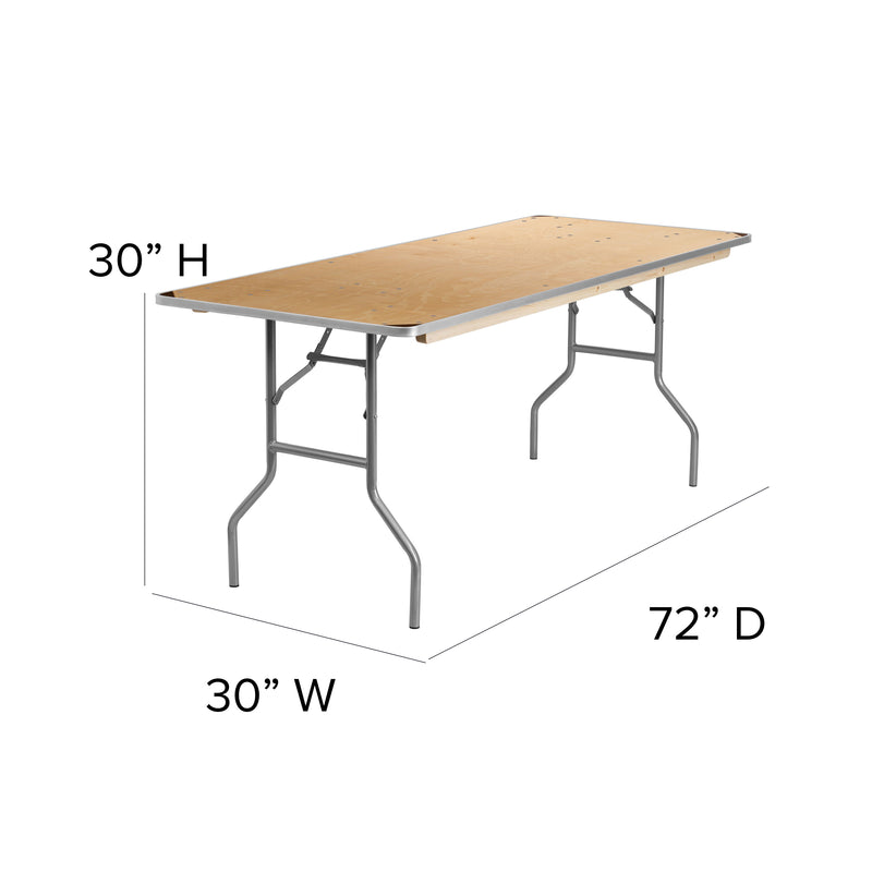 30x72 Wood Fold Table-Met Edge XA-3072-BIRCH-M- – BizChair