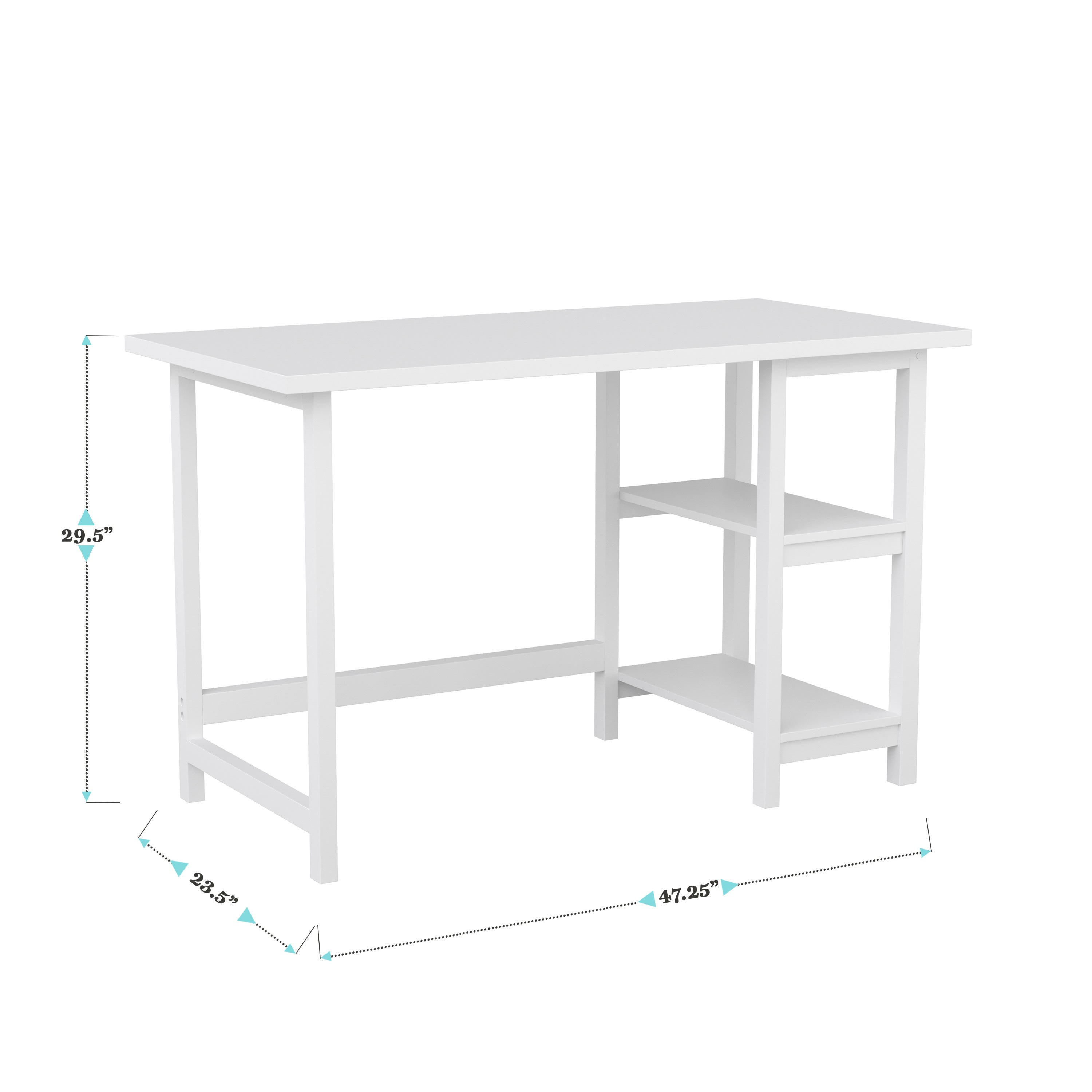 White desk with side shelves store