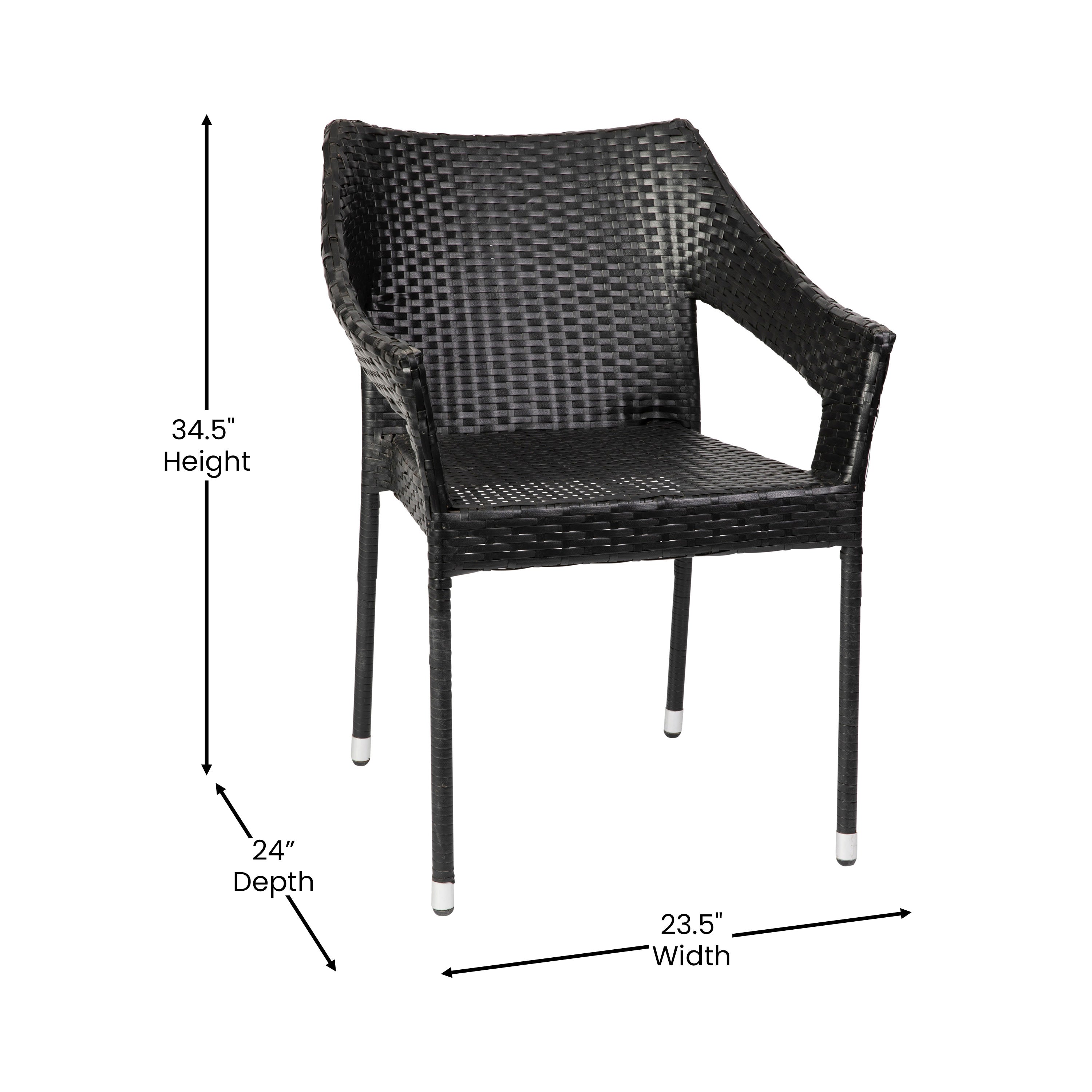 Flash Furniture Ethan Commercial Grade Patio Chair All Weather PE Rattan Wicker Stacking Patio Dining Chair Gray