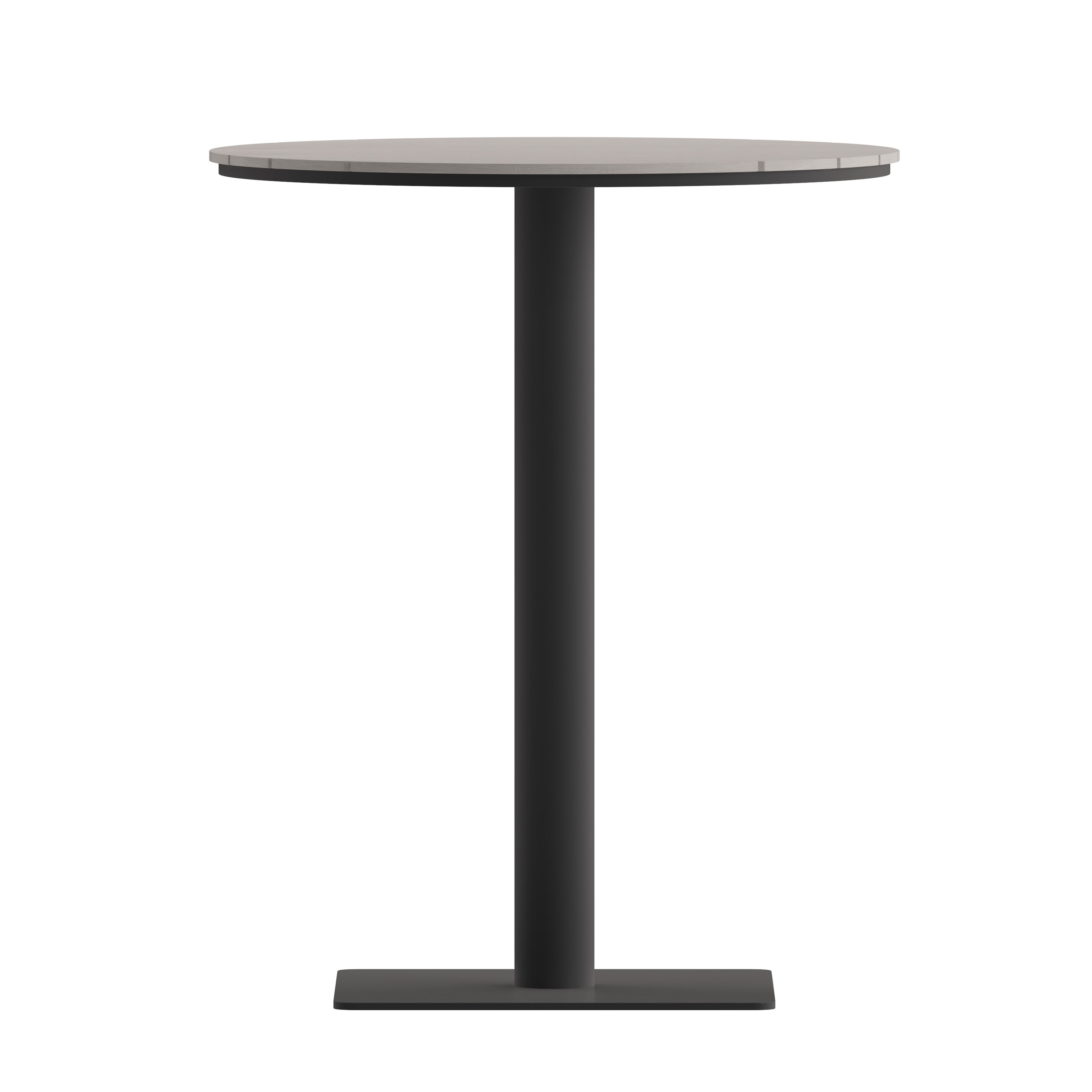 Flash Furniture 24 Finch Commercial Grade Round Table with Faux Teak Poly Slats Steel Frame Gray